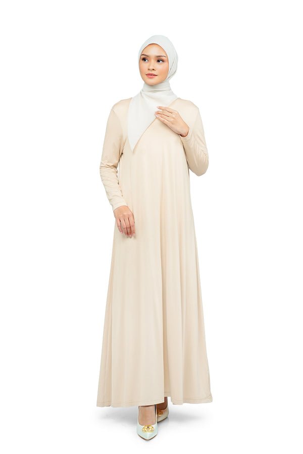 Inner Long Dress - Almond Buff - Nada Puspita