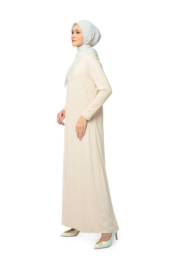 Inner Long Dress - Almond Buff - Nada Puspita