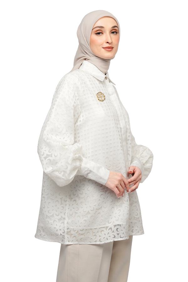 Issabelle Puffy Shirt - White - Nada Puspita