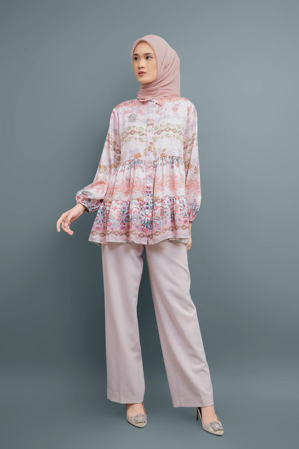 ASHMEERA TIERED SHIRT - PINK - Nada Puspita