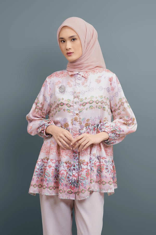 ASHMEERA TIERED SHIRT - PINK - Nada Puspita