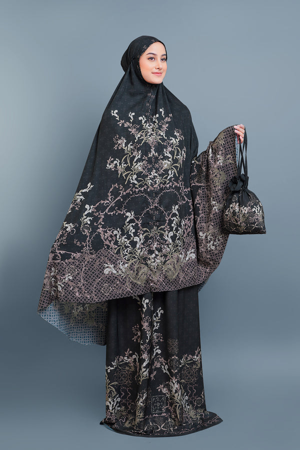 Azalea Prayer Robe - Black - Nada Puspita